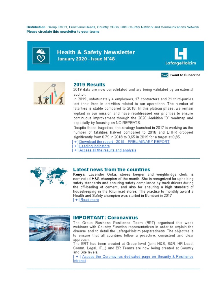 01 - H&S Newsletter - January 2020 | PDF | Human Factors And Ergonomics