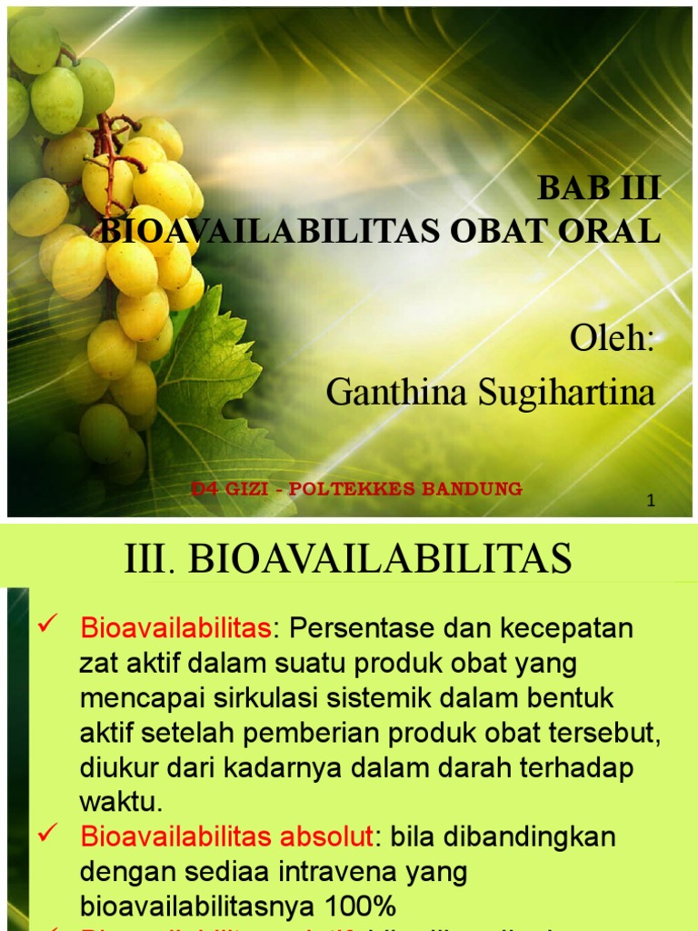 Bioavalabilitas Obat Oral | PDF