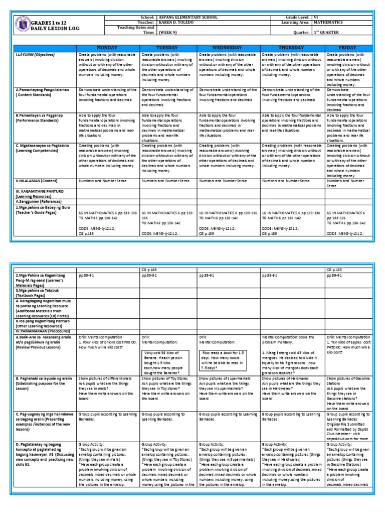 DLL - Grade 6 - Q1 - W9 | PDF | Human Communication | Linguistics