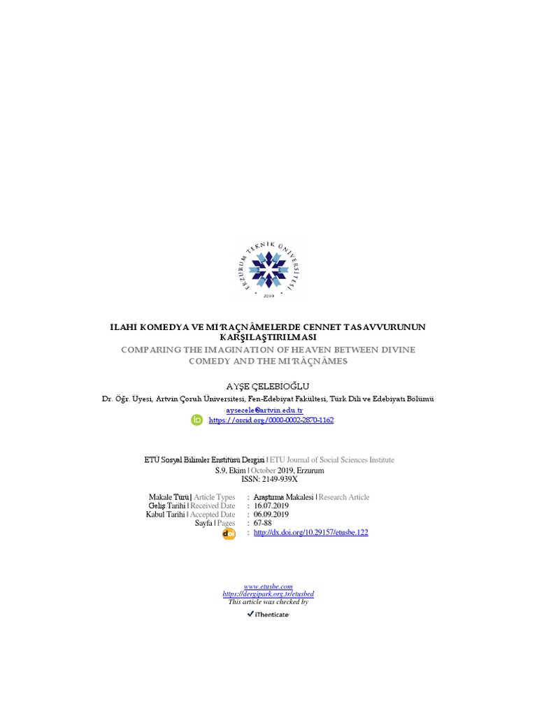 Lah - Komedya Ve M - Ra - N - Melerde Cennet Tasavvurunun Kar - Ila ...