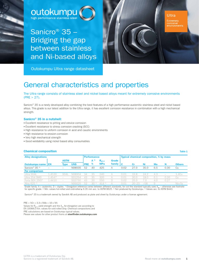 Ultra Sanicro35 Datasheet FINAL Digital-1 | PDF | Stainless Steel ...