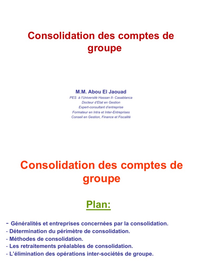 Consolidation des Comptes de Groupe | PDF | Dépréciation | Action (Finance)