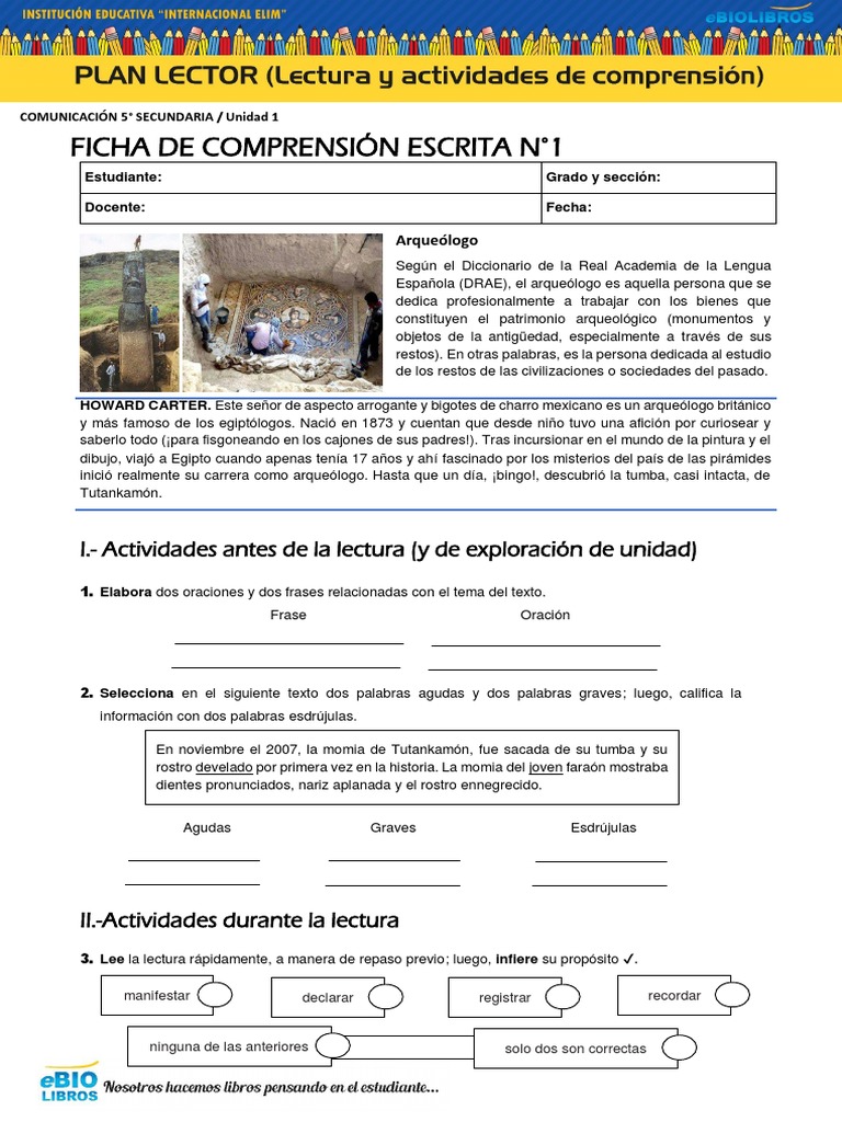 Lectura-La Tumba de Tutankamón - Clase 1-5º | PDF | Tutankamón ...