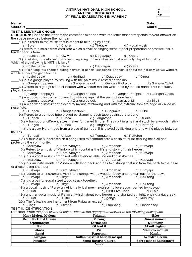 3rd Grading Exam | PDF | Foreign Language Studies