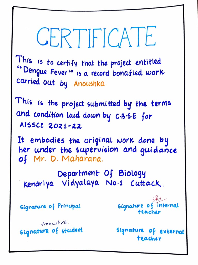 Dengue Fever Biology Investigatory Project Term 2 Class 12 | PDF ...