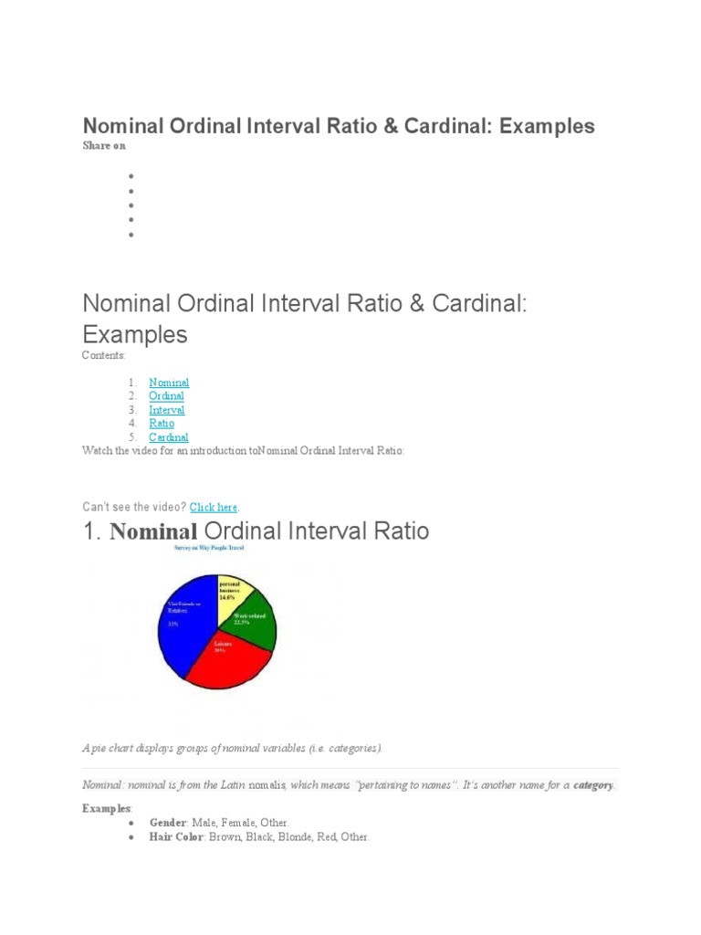 Nominal Ordinal Interval Ratio | PDF | Level Of Measurement | Temperature