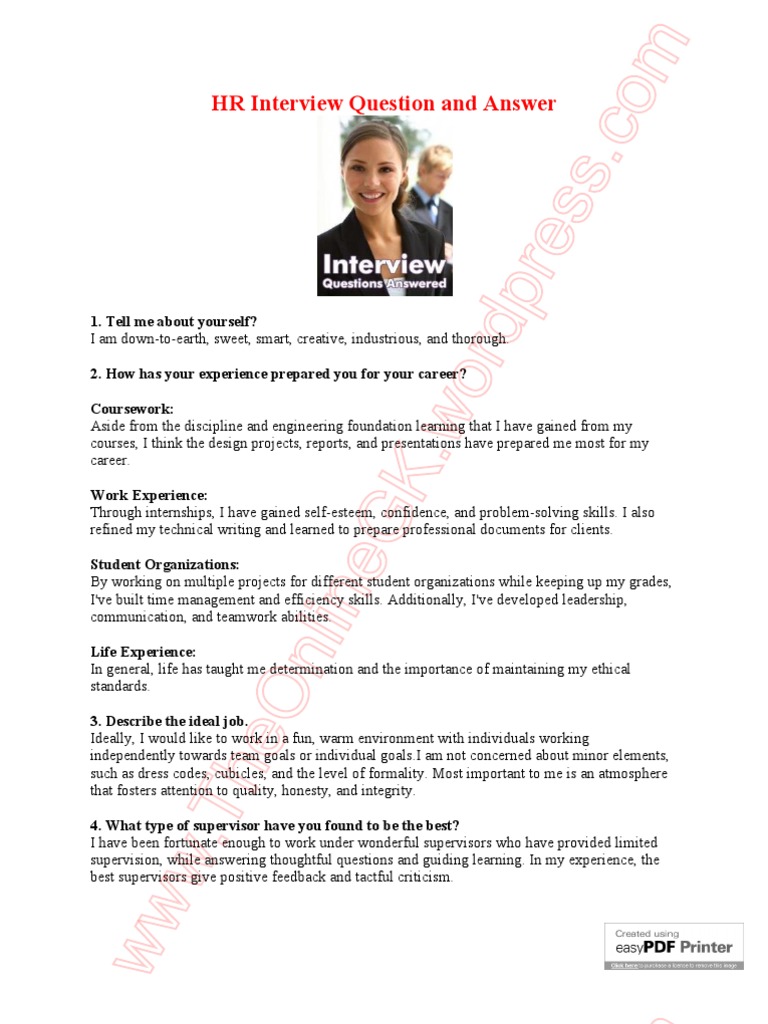 HR Interview Question and Answer | PDF | Career & Growth