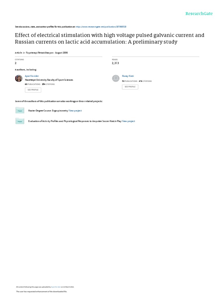 Effect of Electrical Stimulation With High Voltage | PDF | Skeletal Muscle | Muscle Contraction
