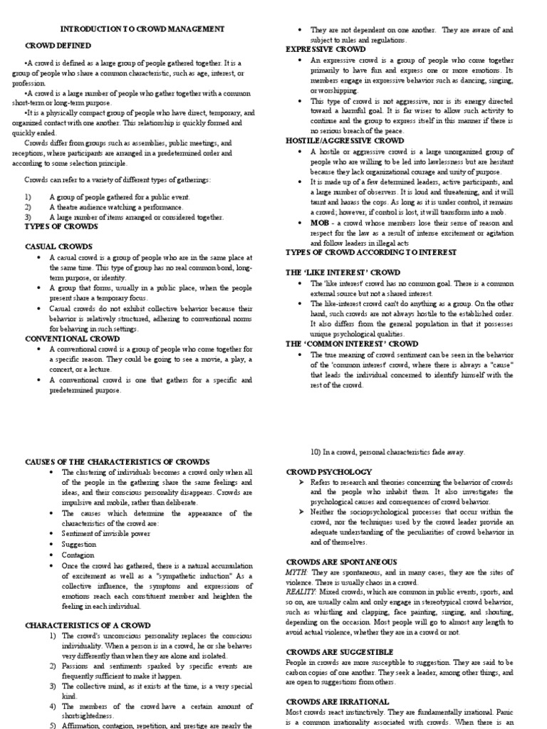 Introduction To Crowd Management | PDF | Cruise Ship | Ferry