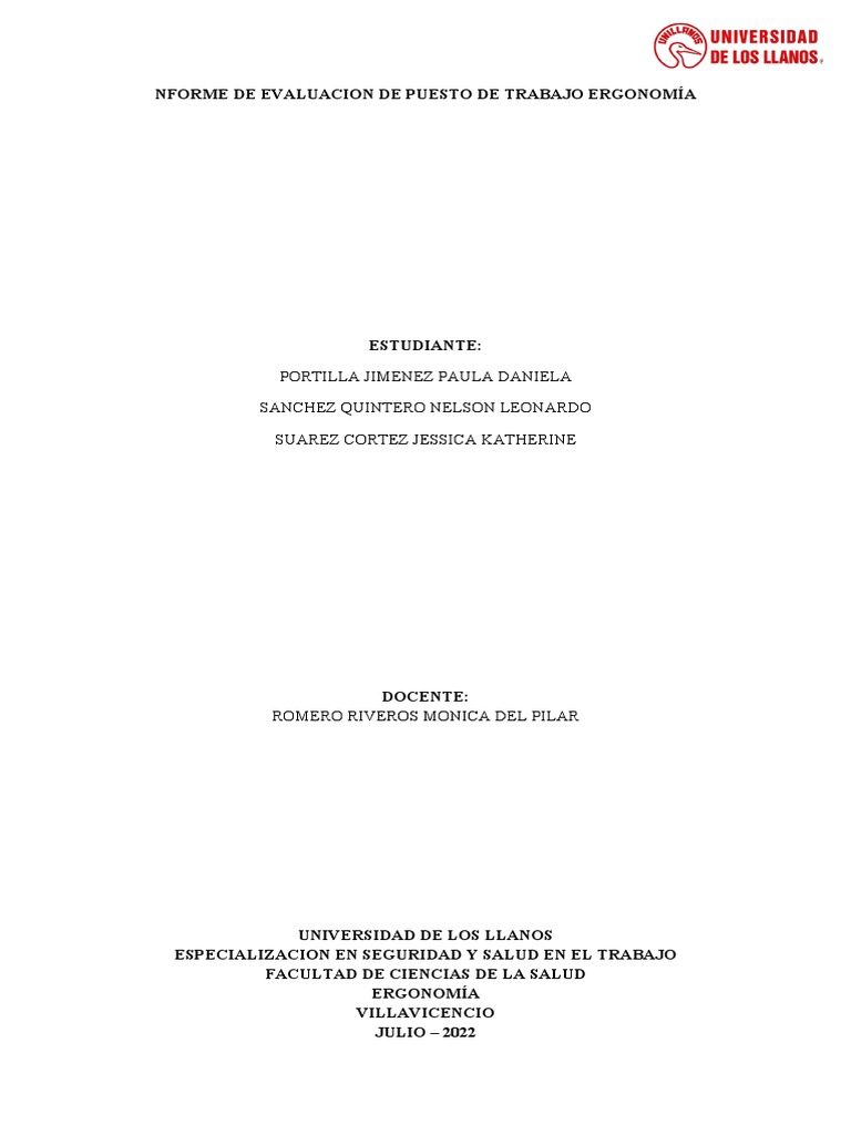 Evaluación Ergonómica en Biblioteca | PDF | Factores humanos y ergonomía