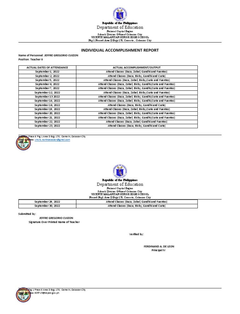 ACCOMPLISHMENT REPORT 2022 FOR EOSY - August2022 Activities | PDF