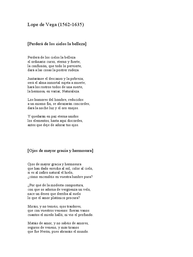 TEMA 13 Cinco Poemas de Lope de Vega | PDF