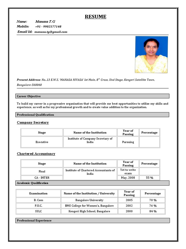 Manasa Resume - 1 | PDF | Audit | Taxes