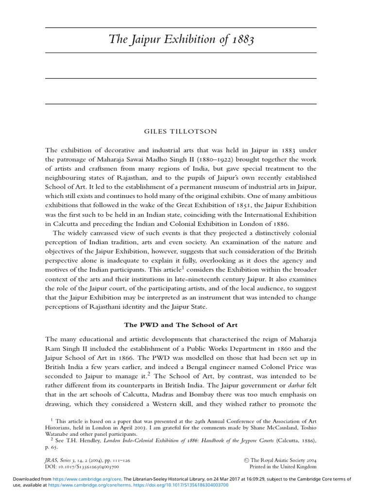 The Jaipur Exhibition of 1883 | PDF