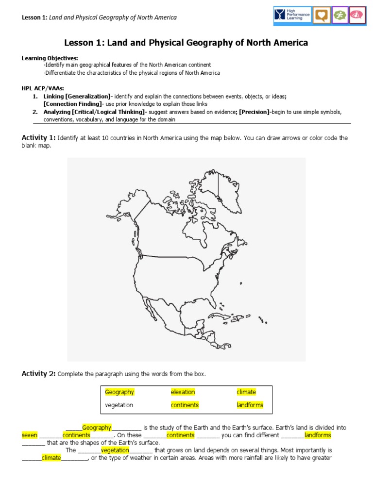 North American Geography Basics | PDF | North America | Geography