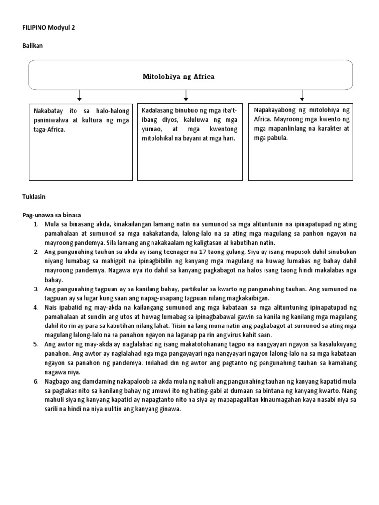 FILIPINO Quarter 3 Modyul 2 | PDF