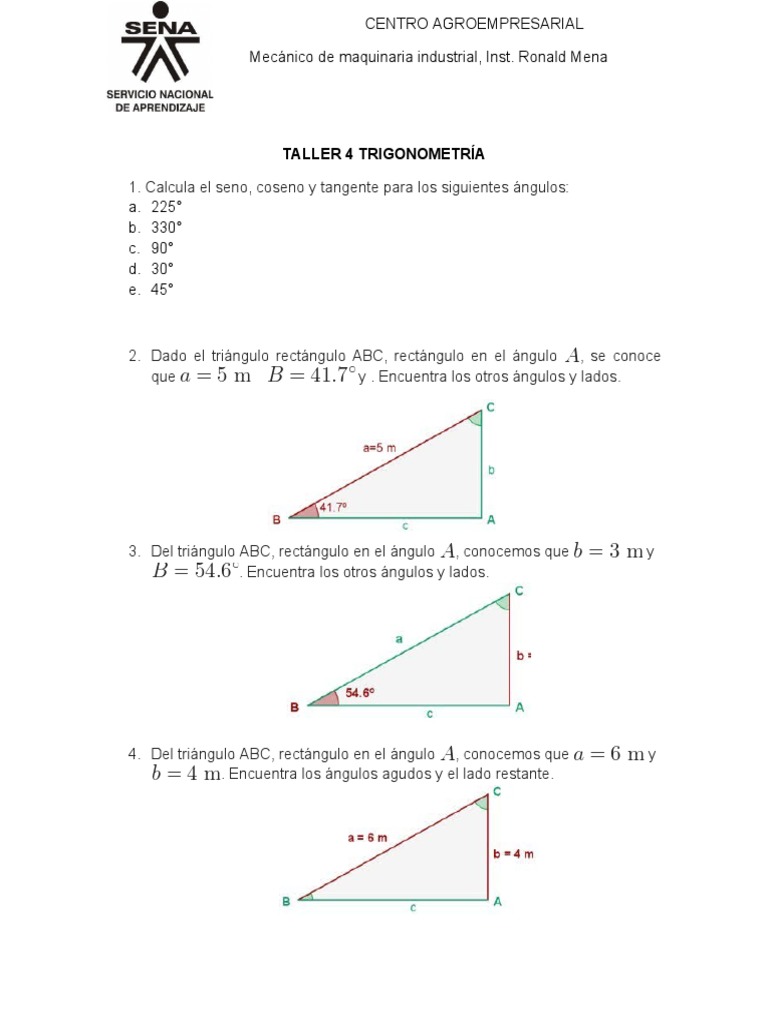 Ejercicios de Trigonometría Aplicada | PDF