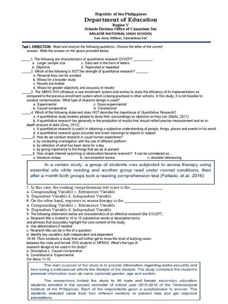 Examination PR 2 | PDF | Hypothesis | Experiment