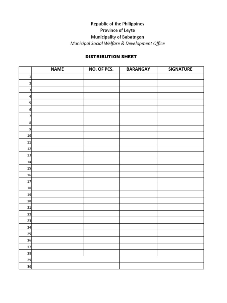 Distribution Sheet | PDF