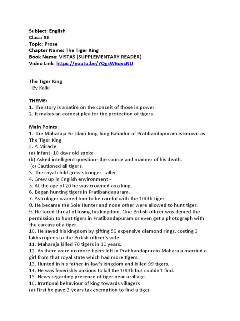 The Tiger King | PDF | Tiger