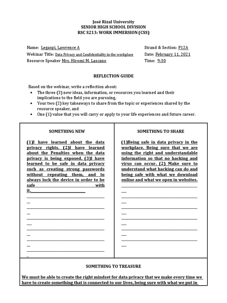 Webinar Reflection - Template-1 | PDF | Privacy | Computer Security