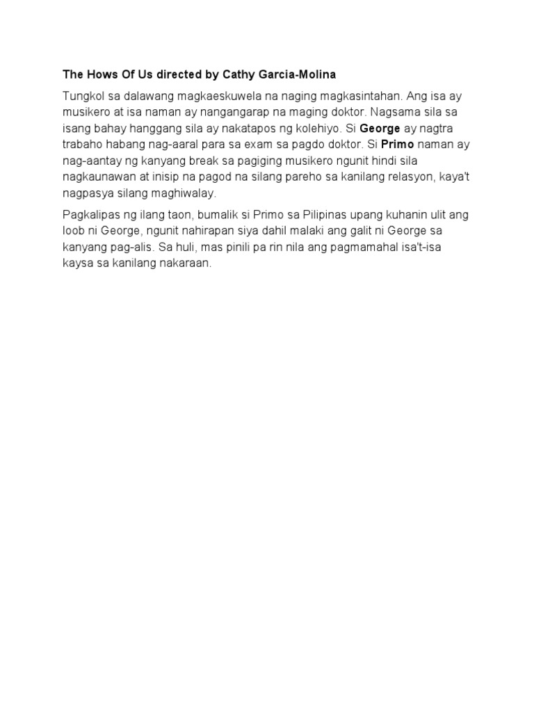 Ang Buod NG The Hows of Us | PDF