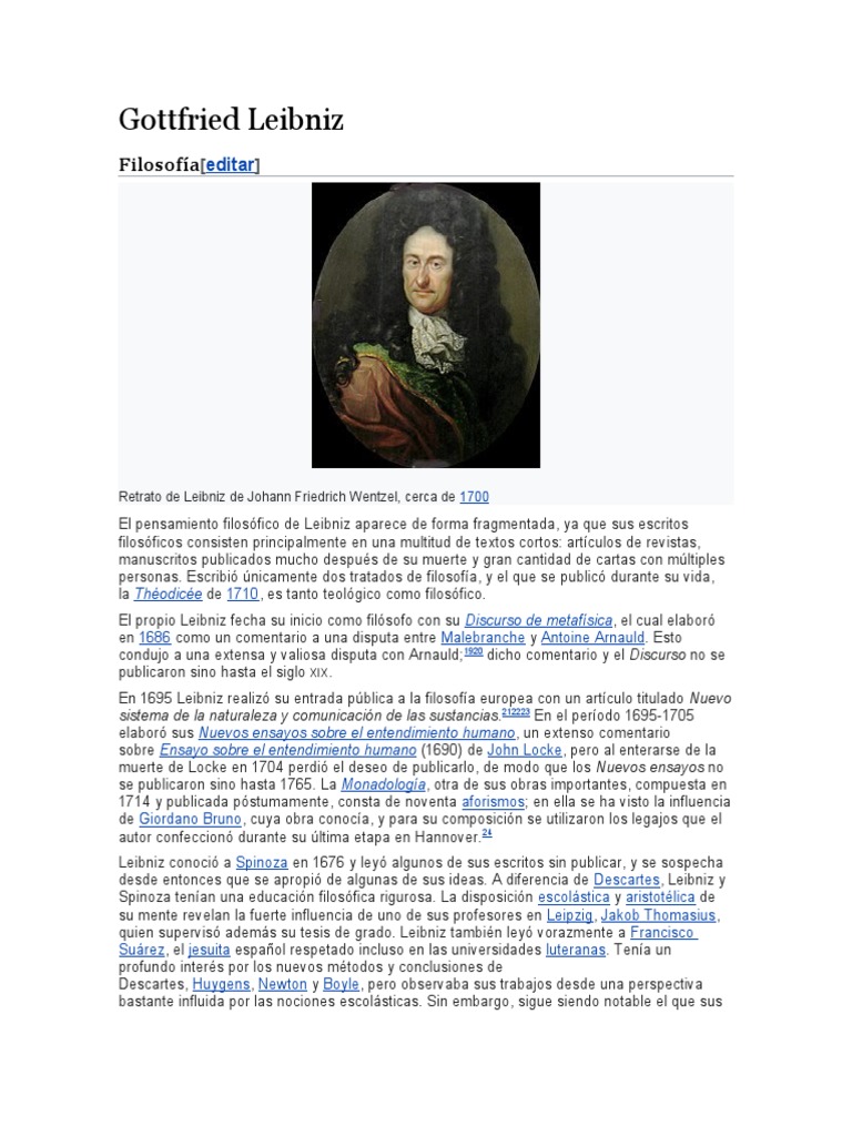 Gottfried Leibniz-Filosofía | PDF | Gottfried Wilhelm Leibniz ...
