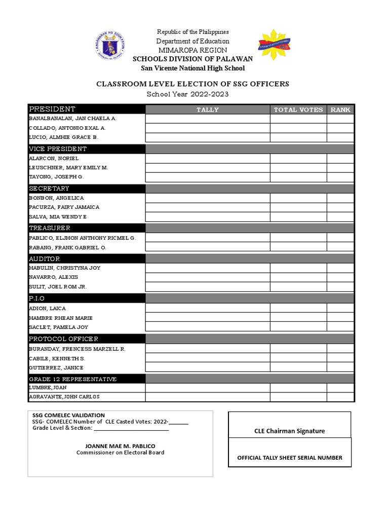 SSG Tally Sheets | PDF