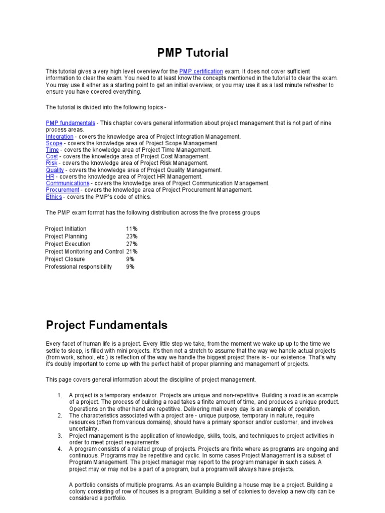 PMP Notes | PDF | Project Management | Risk Management