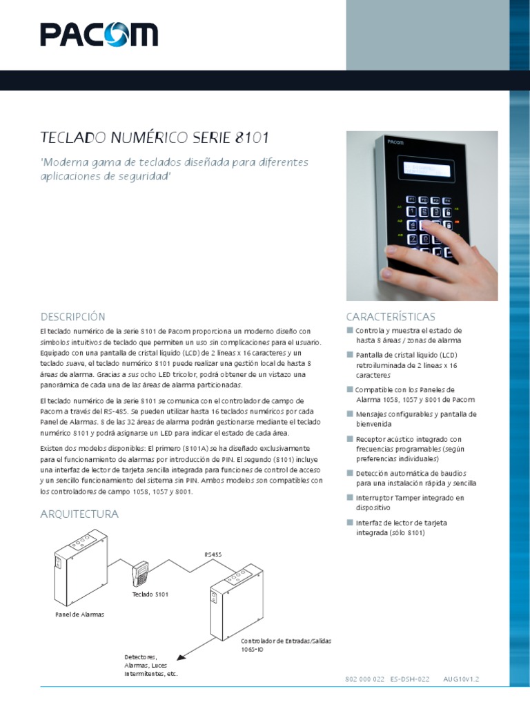 Pacom 8101 Series Keypad Datasheet Spanish Language | PDF | Teclado ...