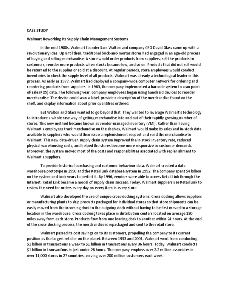 Walmart Reworking Its Supply Chain Management Systems | PDF Walmart Reworking Its Supply Chain Management Systems | PDF