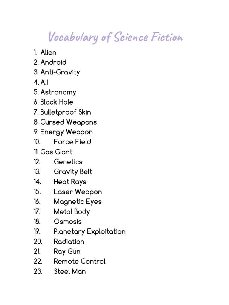 Vocabulary of Science Fiction | PDF | Young Adult