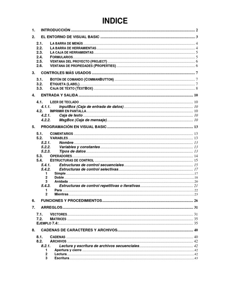 Guia Basica de Visual Basic | PDF | Estructura de datos de matriz | Básico Guia Basica de Visual Basic | PDF | Estructura de datos de matriz | Básico