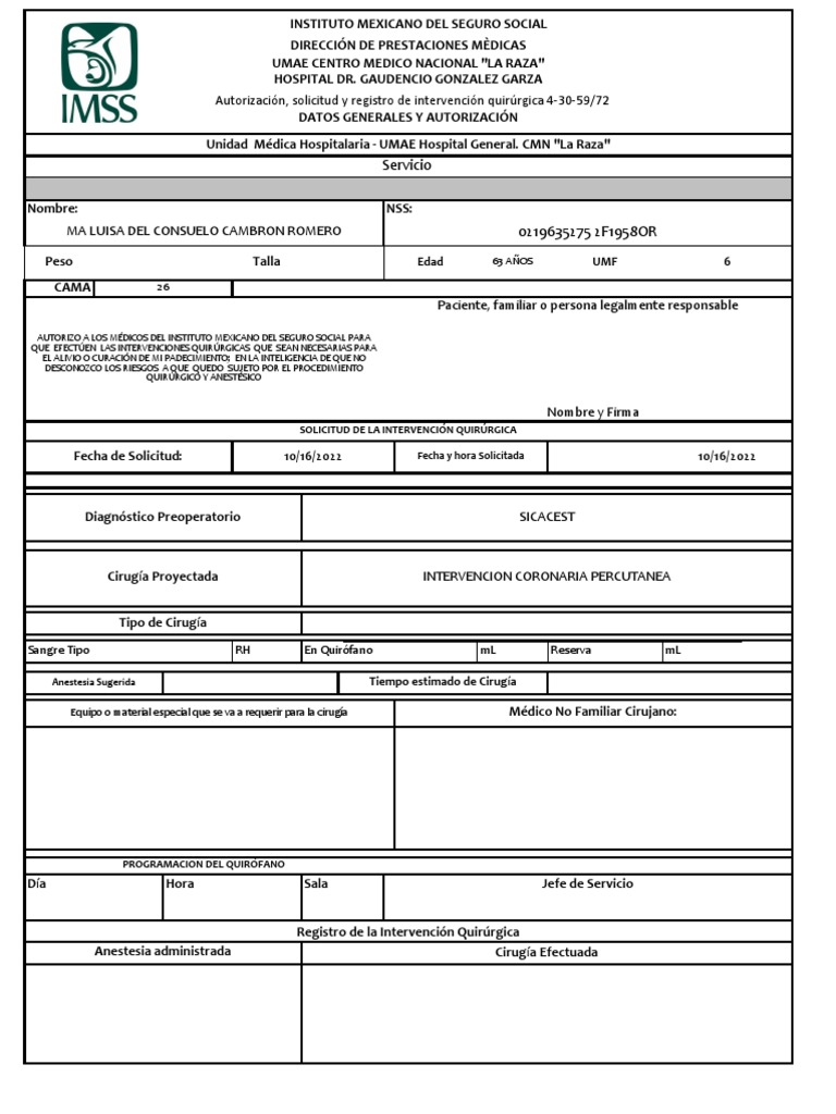 Formatos M. | PDF | Hospital | Cirugía