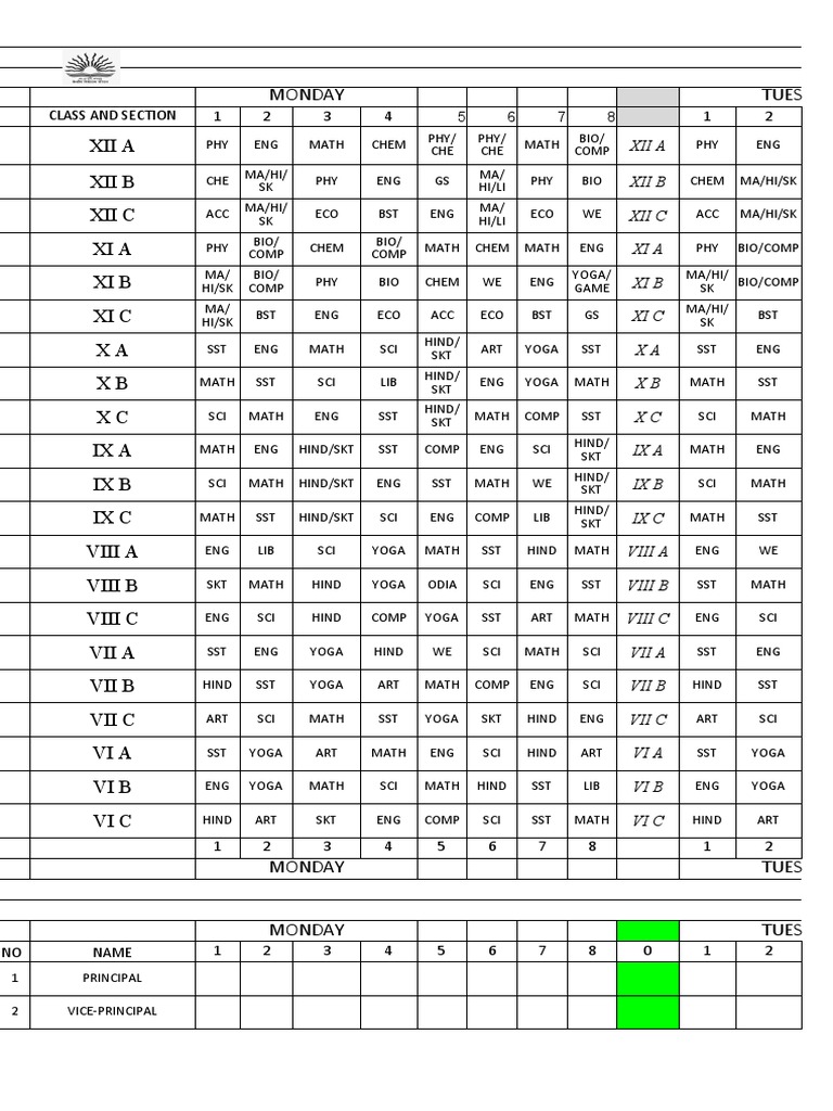 Time Table 2022-23 Secondary | PDF