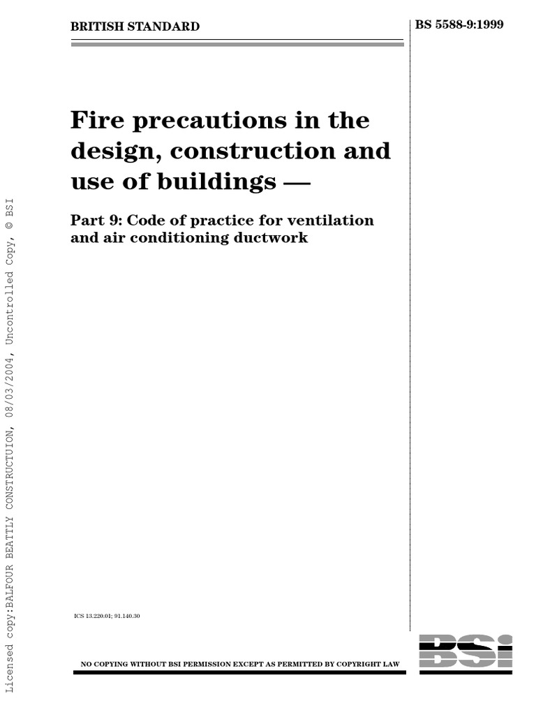 BS 5588-9 Fire Precautions in Designs, Constructions | PDF | Duct (Flow ...