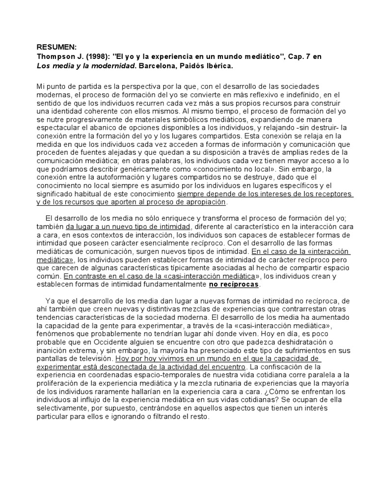 Resumen Cap 7 Thompon | PDF | Experiencia | Comunicación