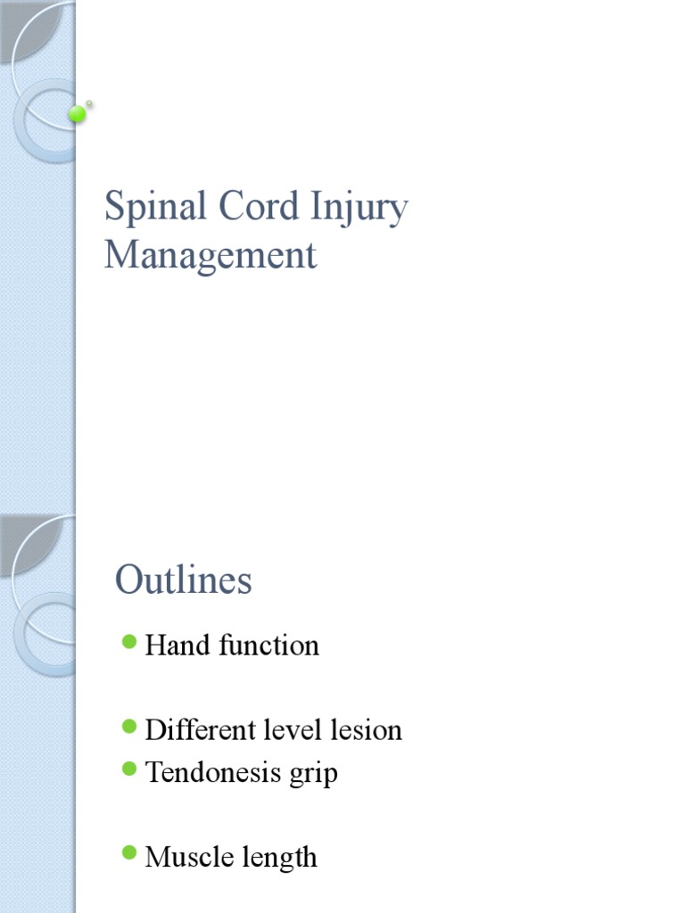 Spinal Cord Injury Management | PDF | Anatomical Terms Of Motion | Thumb