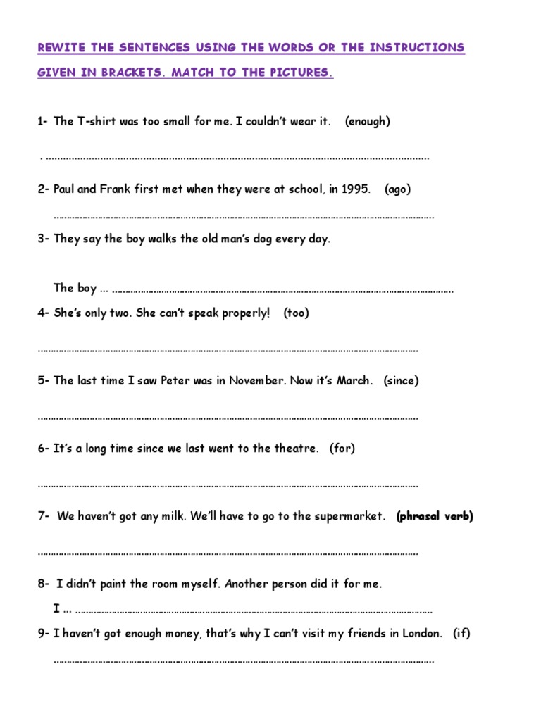 Rewite The Sentences | PDF Rewite The Sentences | PDF