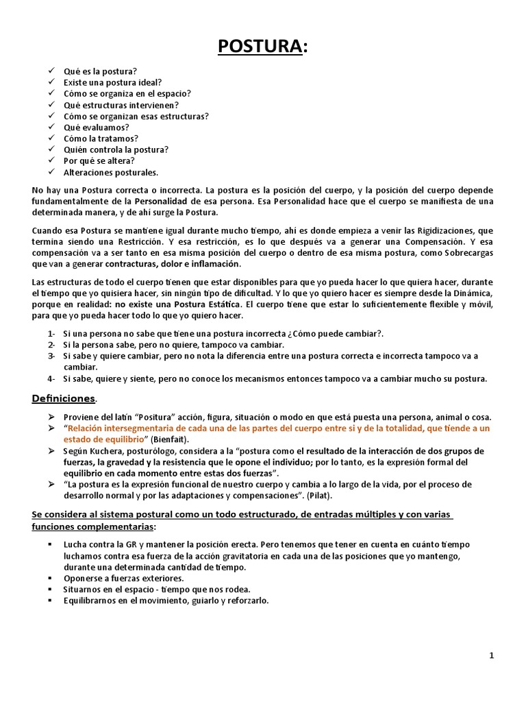 Postura - Generalidades | PDF