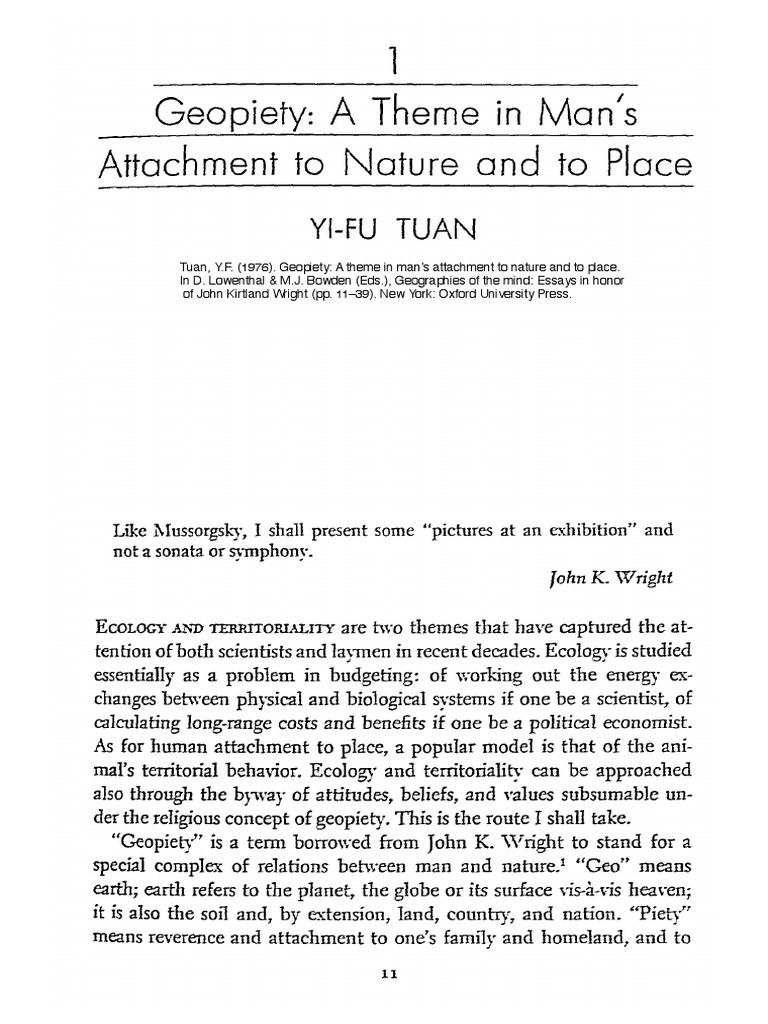 Yo-Fu Tuan 1976 Geopiety | PDF