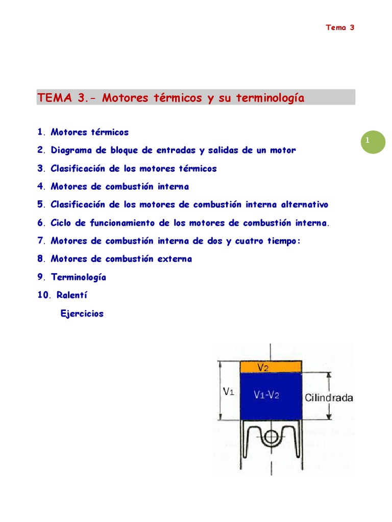 Tema 3. Motores Térmicos y Su Terminología y Ejercicios | PDF | Motor de combustión interna ...