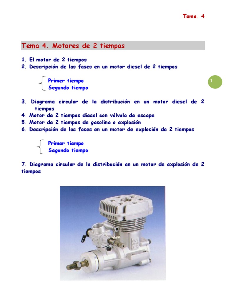 Tema 4. Motores de 2 Tiempos | PDF | Motor de combustión interna | Pistón
