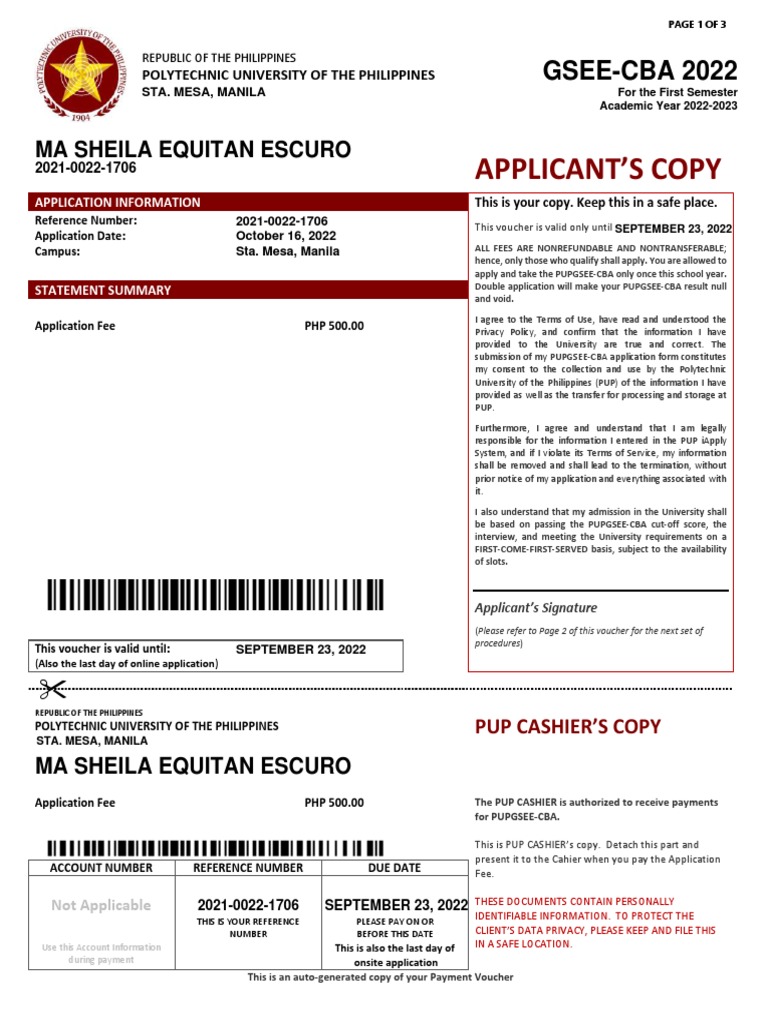 PUP Iapply Voucher 2021-0022-1706 | PDF | Academic Degree | Justice