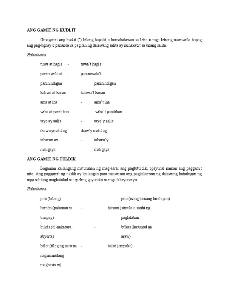 Ang Gamit NG Kudlit | PDF