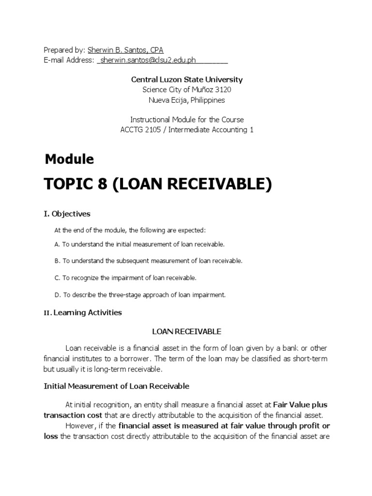 Loan Receivable Accounting Module | PDF | Loans | Interest