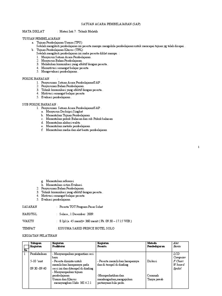 Contoh SAP Pengelolaan Pembelajaran | PDF | Komputer
