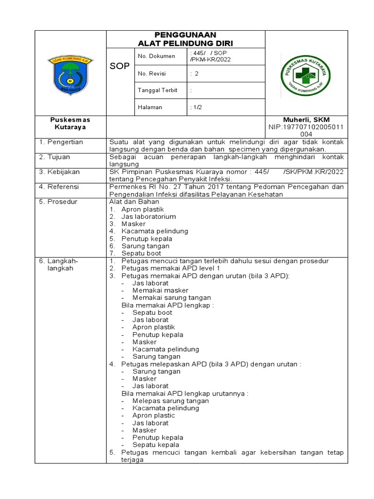 Sop Penggunaan Apd | PDF