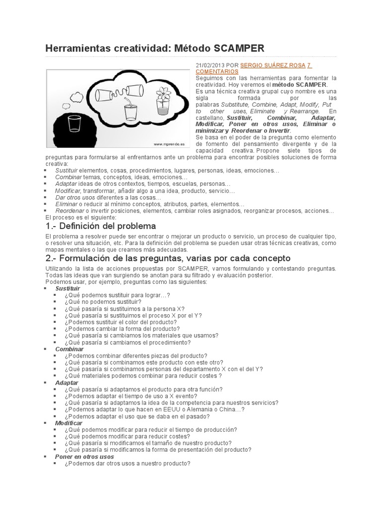 Herramientas Creatividad: Método SCAMPER | PDF | Creatividad | Ciencia ...