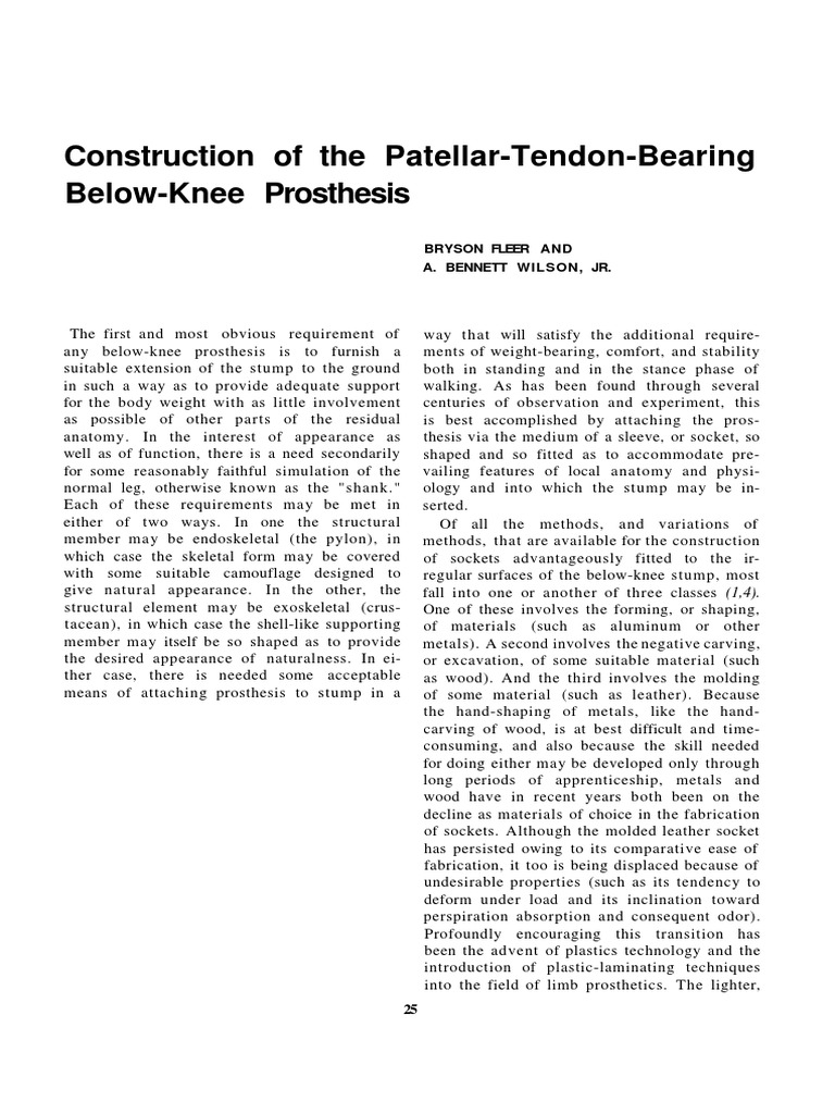 Patellar-Tendon-Bearing Prosthesis Guide | PDF | Knee | Prosthesis